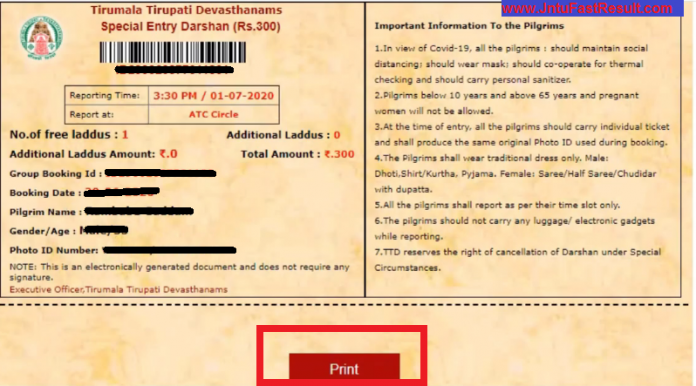 TTD Darshan Tickets Booking Online Procedure